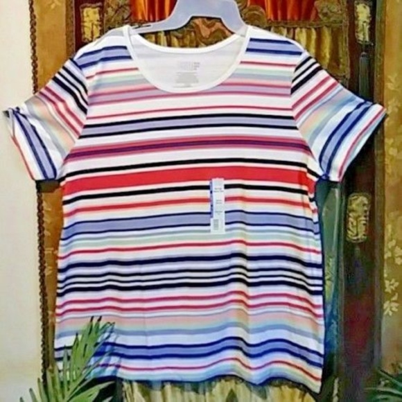 Time and Tru | Tops | Nwt Time True Womens Striped Scoop Neck Tshirt ...